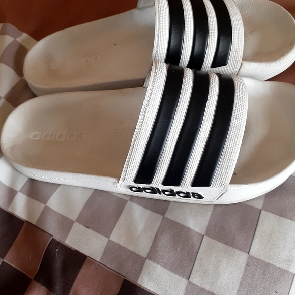 adidas | Other | Adidas Men Slides Size 8 Black White | Poshmark
